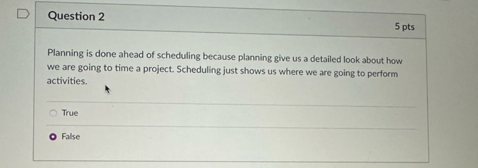 Solved Question 25 ﻿ptsPlanning is done ahead of scheduling | Chegg.com