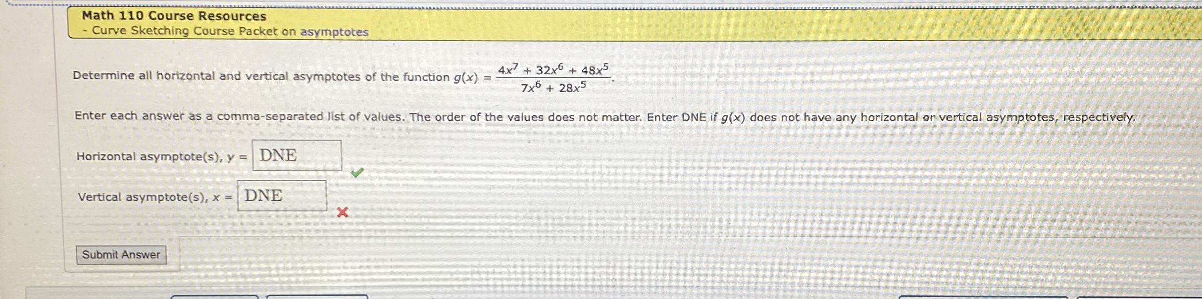 Solved Math 110 ﻿Course ResourcesCurve Sketching Course | Chegg.com