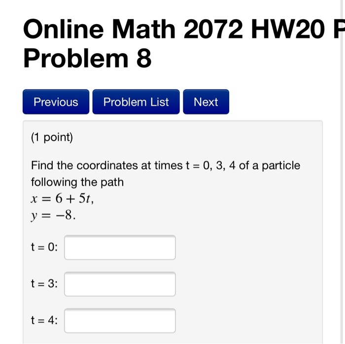 Solved Online Math 2072 HW20 F Problem 8 Previous Problem | Chegg.com