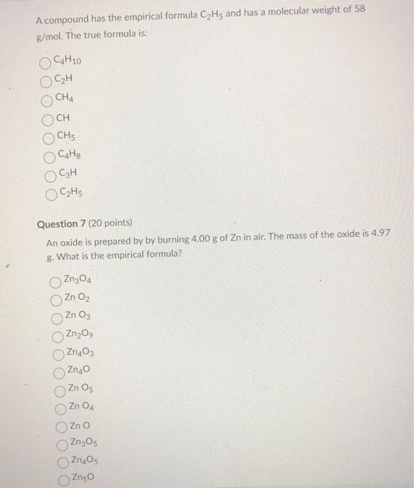 Solved A compound has the empirical formula C2H5 and has a | Chegg.com