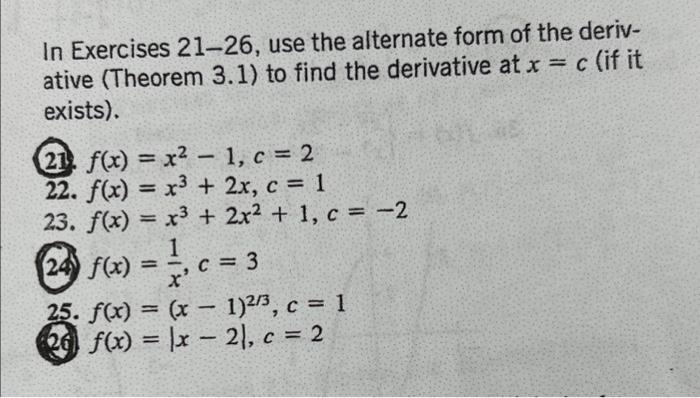 Solved In Exercises 21-26, use the alternate form of the | Chegg.com