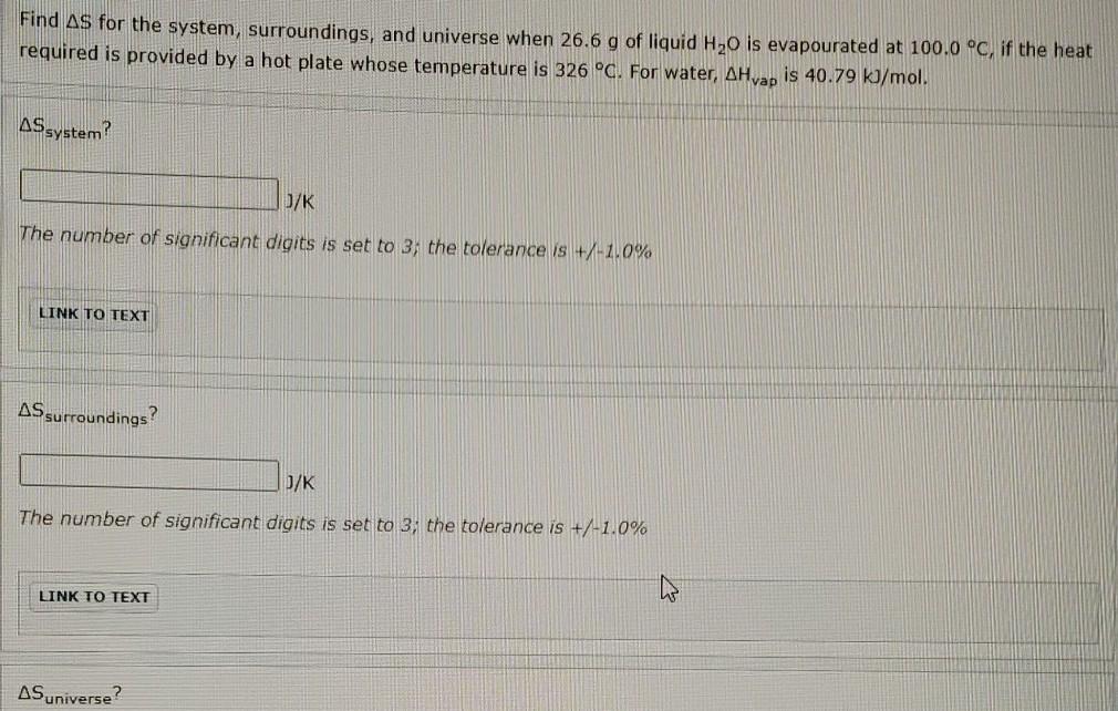 Solved Find as for the system, surroundings, and universe | Chegg.com