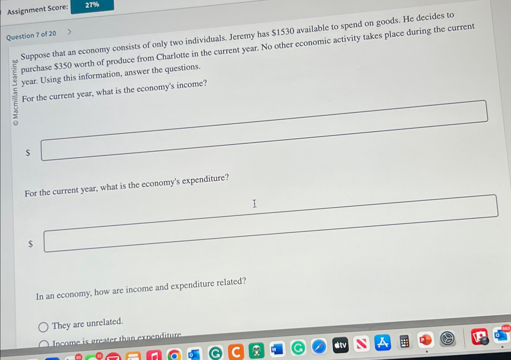 Solved Assignment Score:27%Question 7 ﻿of 20Suppose that an | Chegg.com