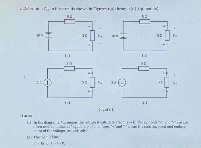Solved 1. Determine Vab in the circuits shown in Figures | Chegg.com