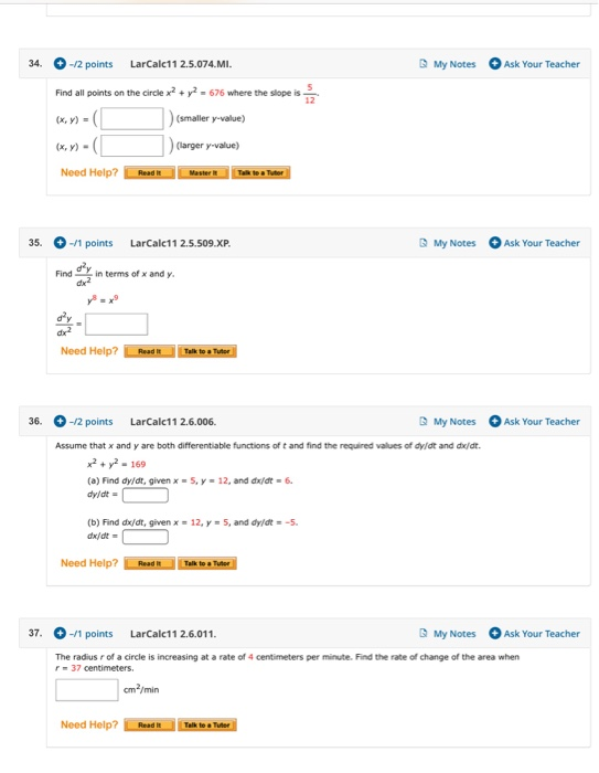 Solved 34. -12 points LarCalc11 2.5.074.MI. My Notes Ask | Chegg.com Solved 34. -12 points LarCalc11 2.5.074.MI. My Notes Ask | Chegg.com