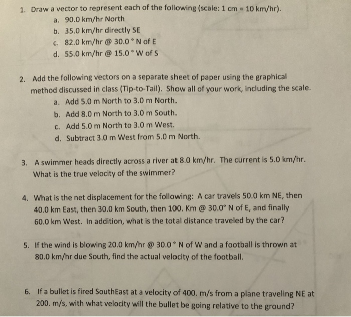 Solved 1. Draw a vector to represent each of the following | Chegg.com