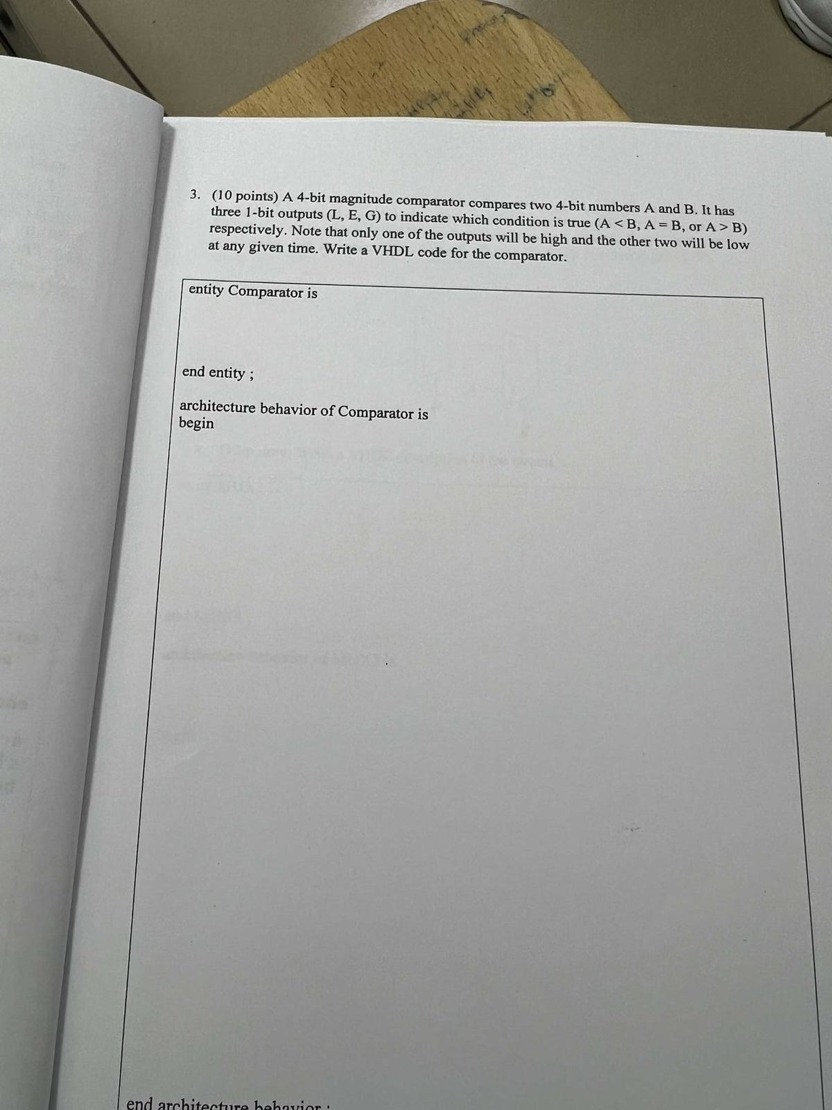 Solved (10 ﻿points) ﻿A 4-bit magnitude comparator compares | Chegg.com