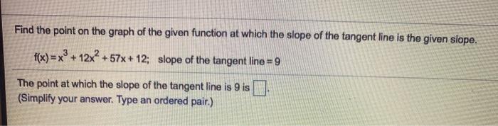 Solved Find the point on the graph of the given function at | Chegg.com