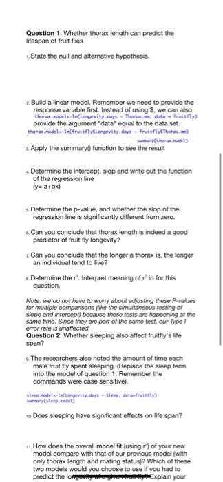 Solved BIOL 278 Biostatistics Assignment: Linear model Your | Chegg.com