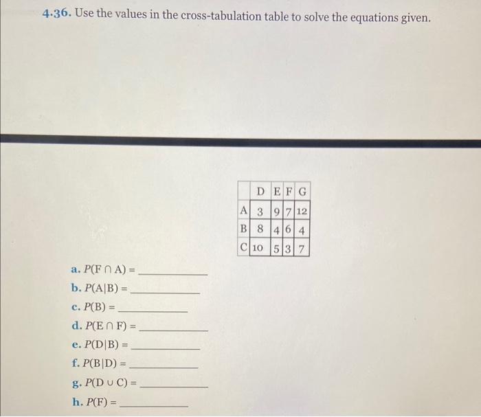 [solved] 4 35 Use The Values In The Cross Tabulation Tabl