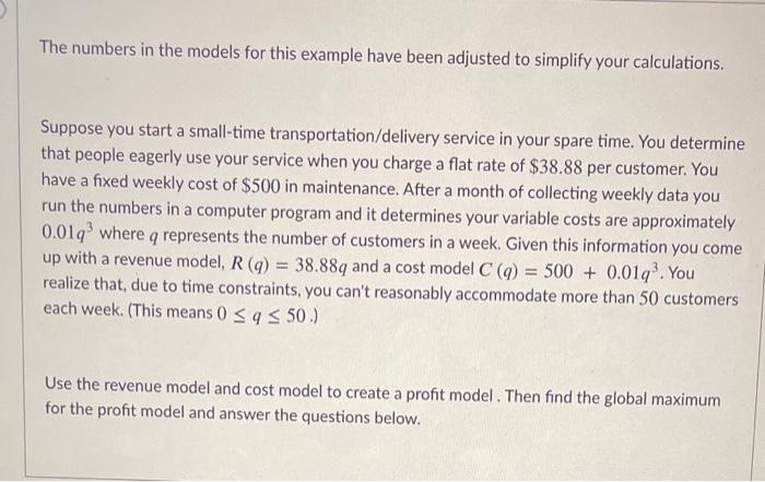 Solved The numbers in the models for this example have been | Chegg.com
