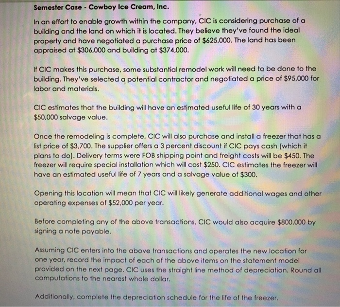 Solved Semester Case - Cowboy Ice Cream, Inc. In an effort | Chegg.com