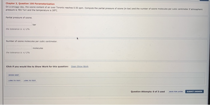Solved Chapter 2, Question 100 Parameterization On a smoggy | Chegg.com