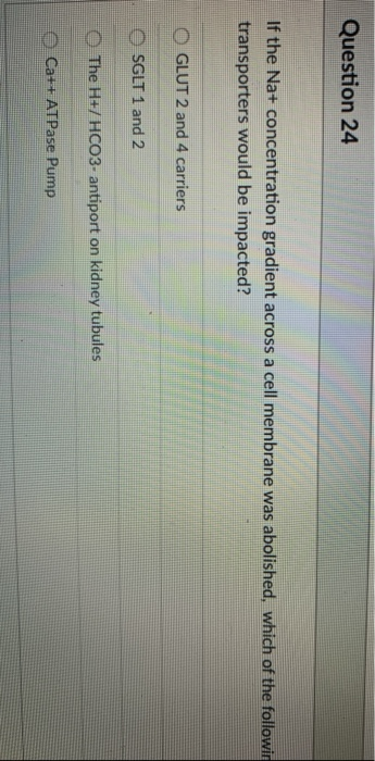 Solved Question 24 If the Na+ concentration gradient across | Chegg.com