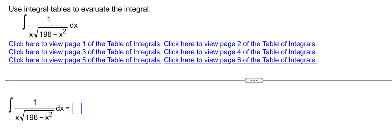 Solved Use integral tables to evaluate the | Chegg.com