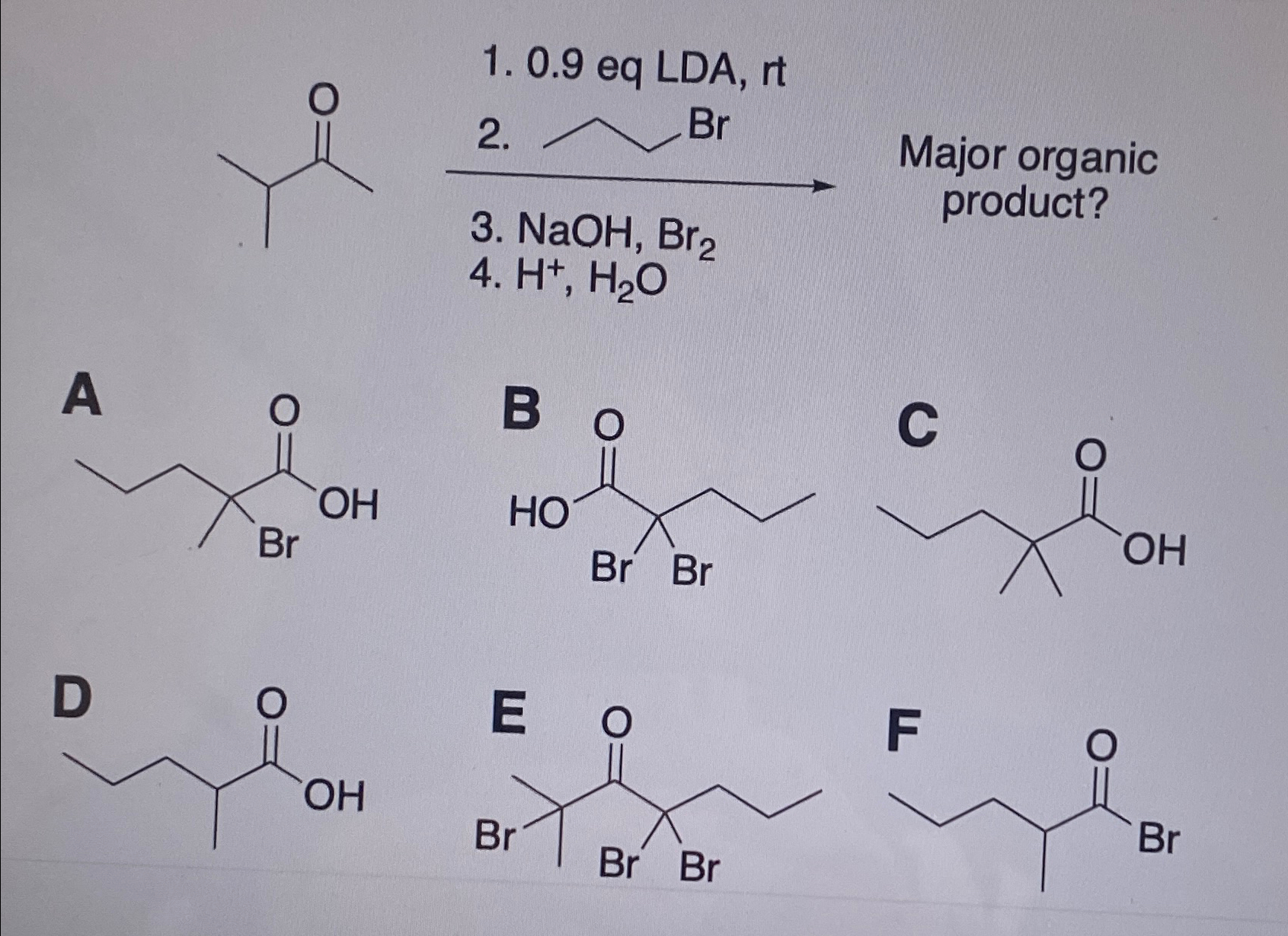 Solved 0.9eq ﻿LDA, itMajor organic product?3. | Chegg.com