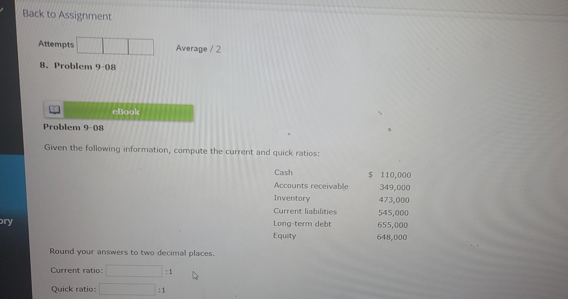 Solved Back to Assignment Attempts Average / 2 8. Problem | Chegg.com