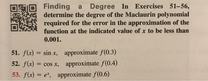 Solved Finding a Degree in Exercises 51-56, determine the | Chegg.com