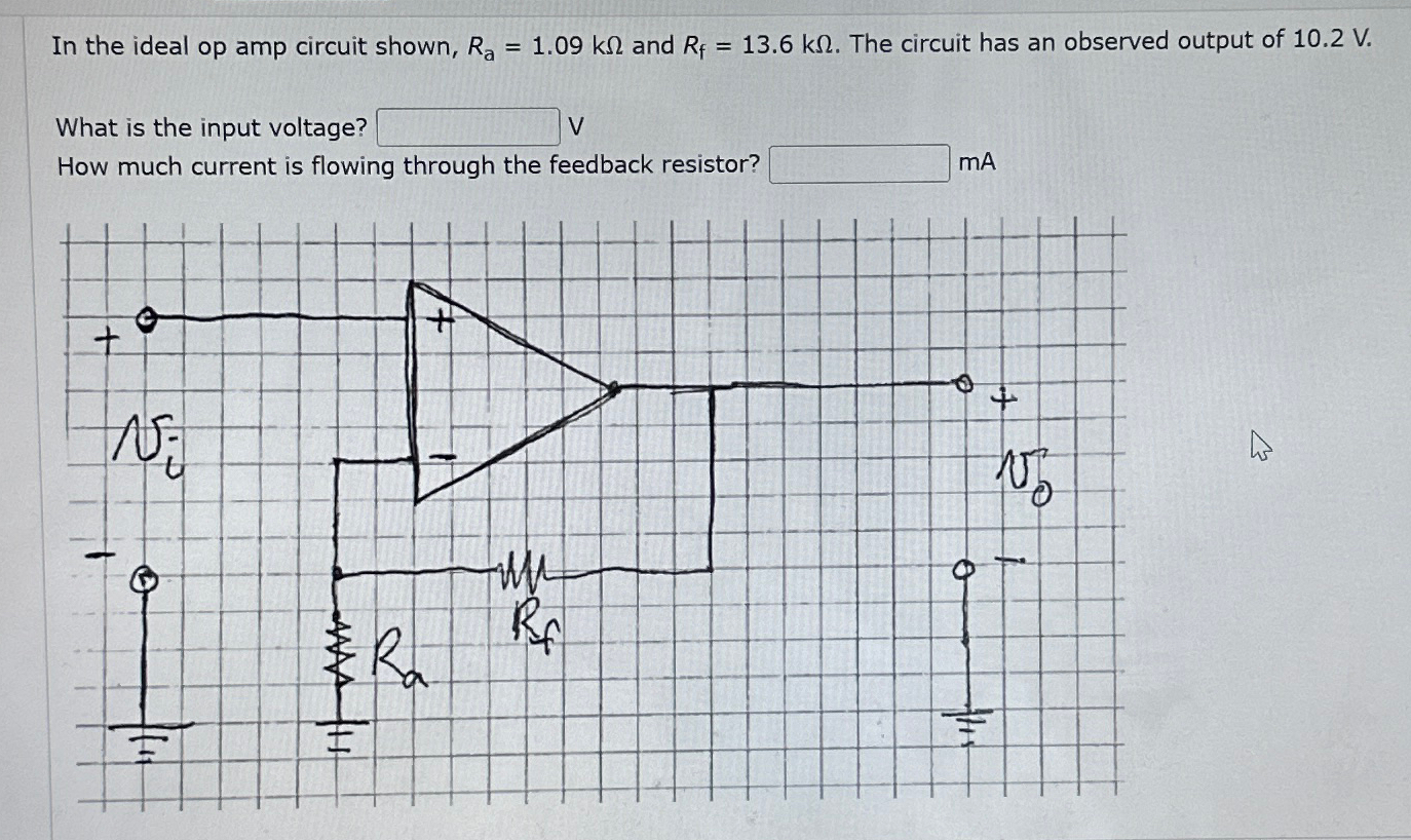 In the ideal op amp circuit shown, Ra=1.09kΩ ﻿and | Chegg.com