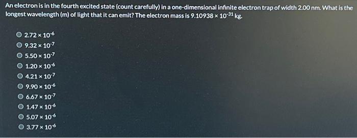 Solved An electron is in the fourth excited state (count | Chegg.com