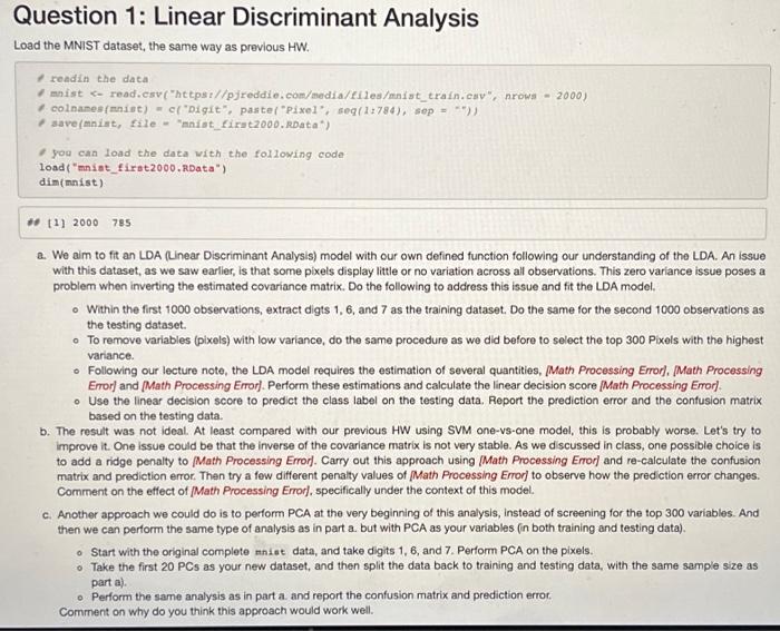 Solved Question 1: Linear Discriminant Analysis Load the | Chegg.com