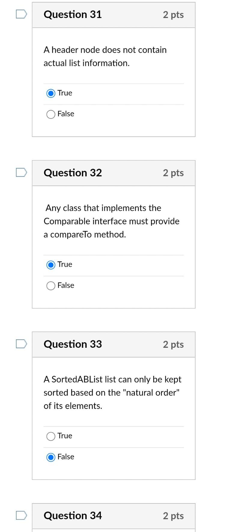 Solved Question 31 A header node does not contain actual | Chegg.com
