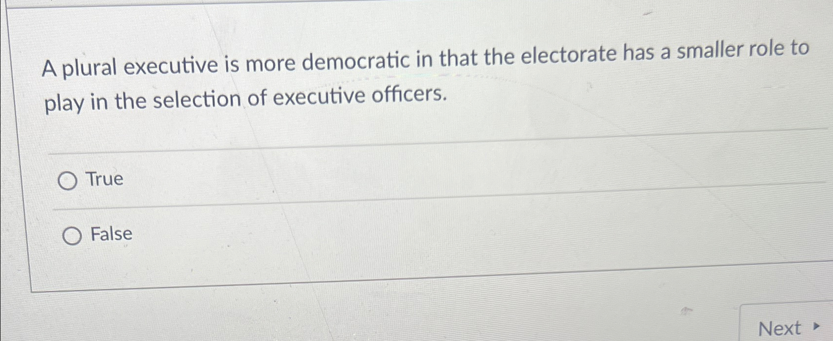 Solved A plural executive is more democratic in that the | Chegg.com