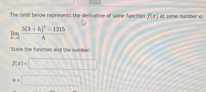 Solved The limit below represents the derivative of some | Chegg.com