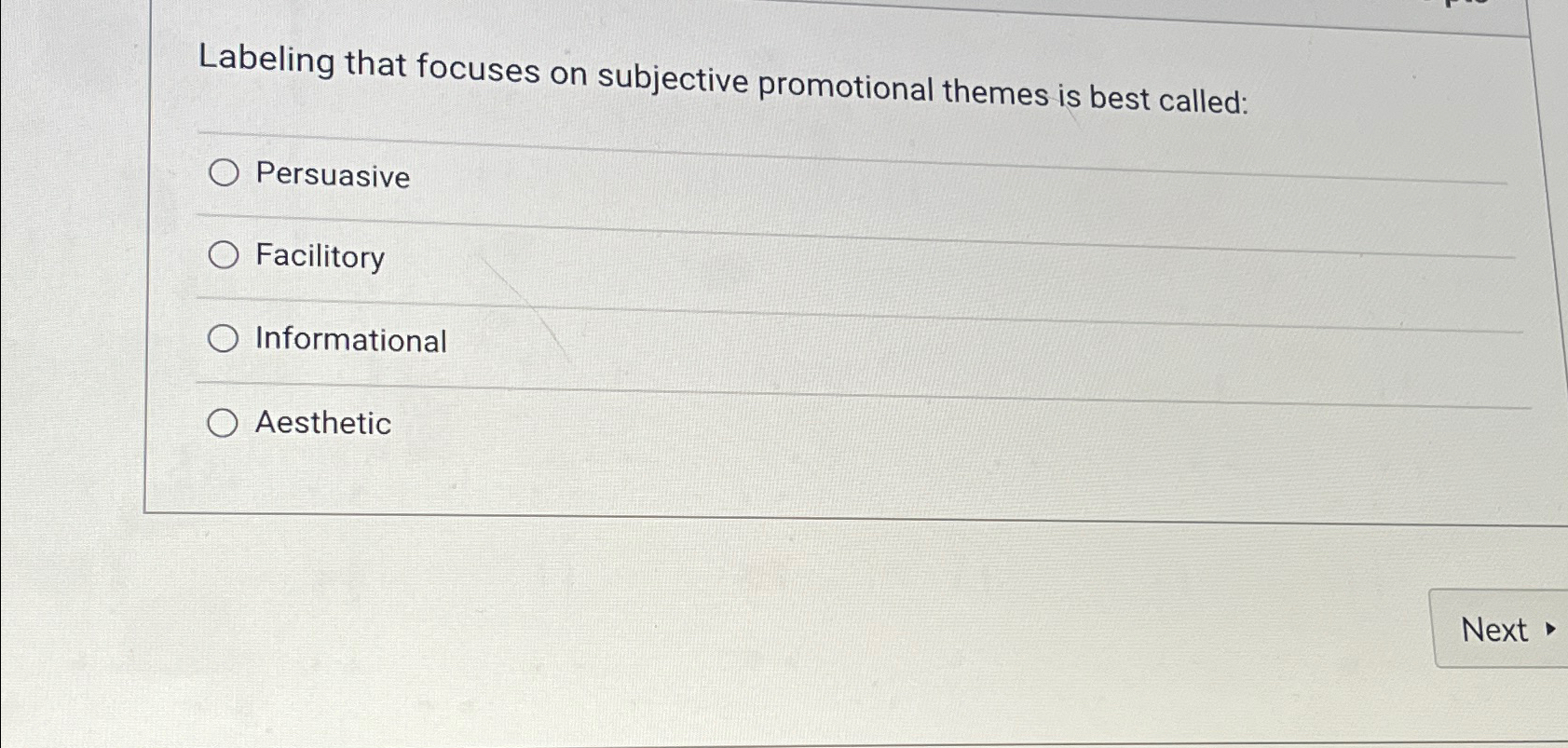 Solved Labeling that focuses on subjective promotional | Chegg.com