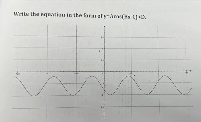 Solved Write the equation in the form of y=Acos(Bx−C)+D. | Chegg.com