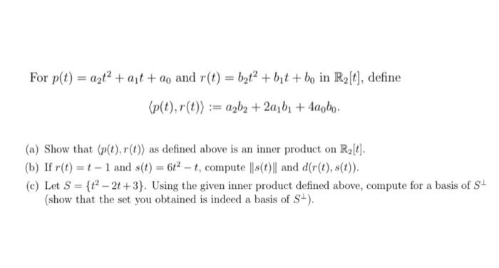 Solved Topic: Linear Algebra - Inner product spaces, | Chegg.com