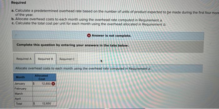 Solved a. Calculate a predetermined overhead rate based on | Chegg.com