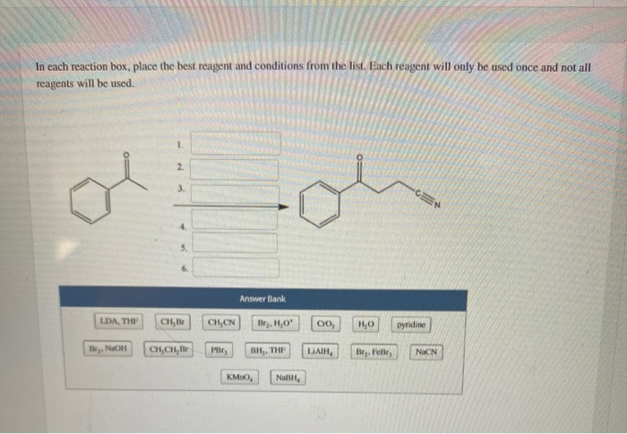 Solved In each reaction box, place the best reagent and | Chegg.com