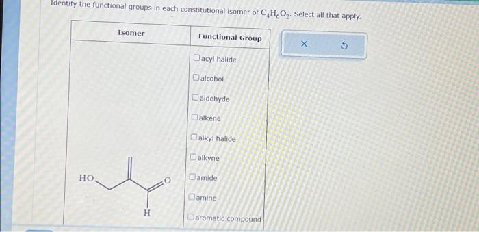 Solved Identify the functional groups in each constitutional | Chegg.com