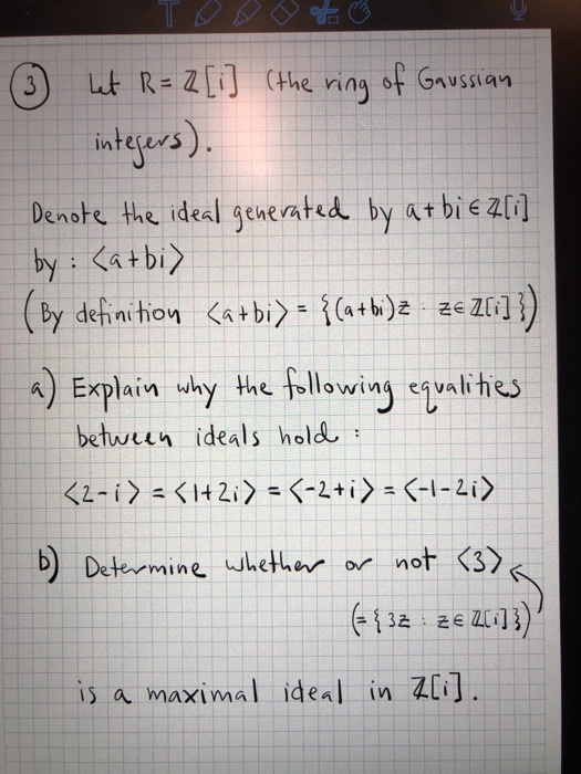 Solved 3 ③ Let R=2[i] (the ring of Gaussian integers). | Chegg.com