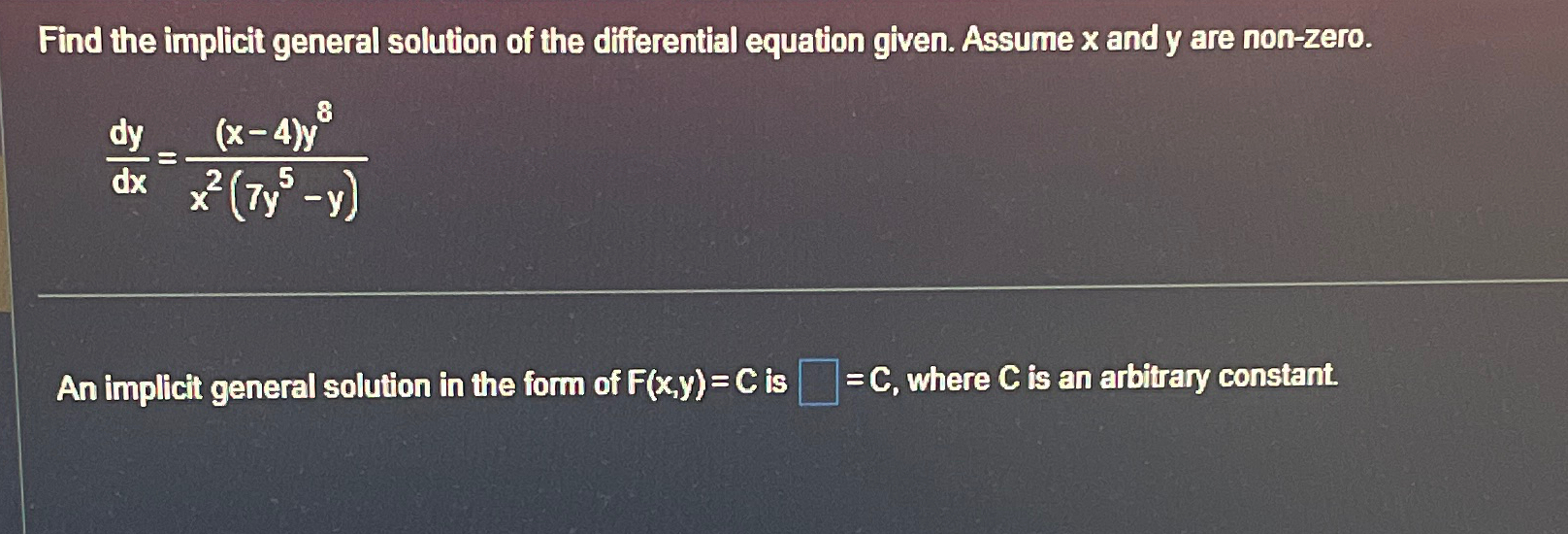 Find the implicit general solution of the | Chegg.com