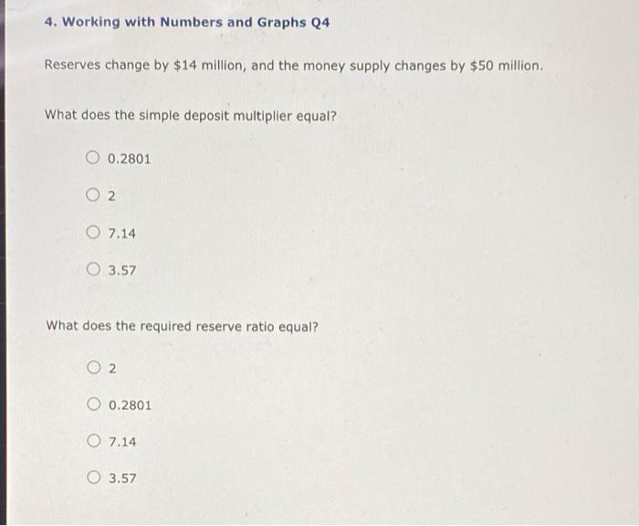 Solved 4. Working with Numbers and Graphs Q4 Reserves change | Chegg.com