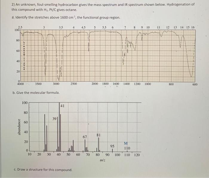 Solved 2) An unknown, foul-smelling hydrocarbon gives the | Chegg.com