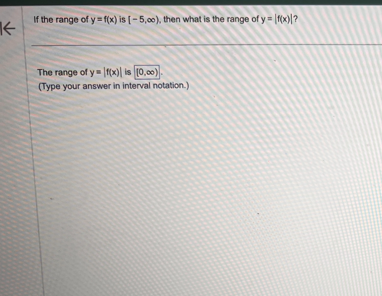 Solved If the range of y=f(x) ﻿is [-5,∞), ﻿then what is the | Chegg.com