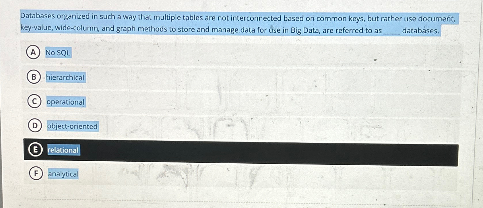Solved Databases organized in such a way that multiple | Chegg.com