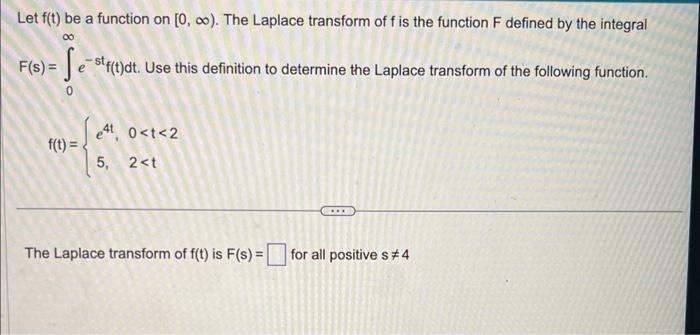 Solved Let f(t) be a function on [0,∞). The Laplace | Chegg.com