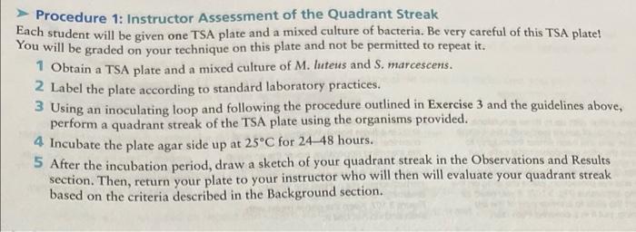Solved Procedure 1: Quadrant Streak Instructor Assessment | Chegg.com