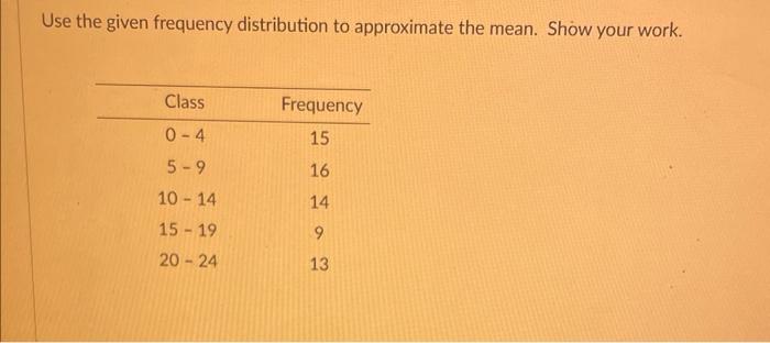 Solved Use the given frequency distribution to approximate | Chegg.com