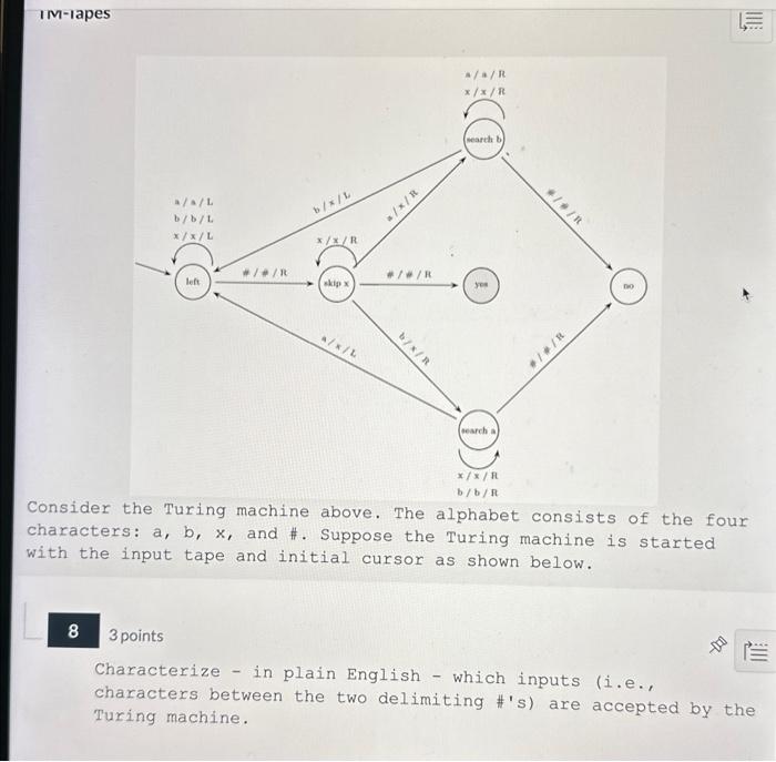 Solved Consider the Turing machine above. The alphabet | Chegg.com