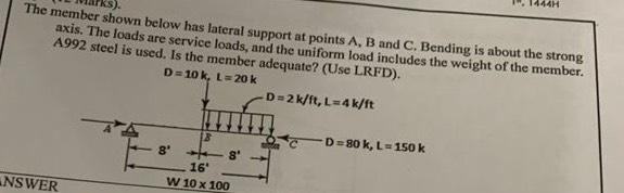 Solved The member shown below has lateral support at points | Chegg.com