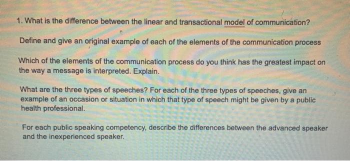 1. What is the difference between the linear and | Chegg.com