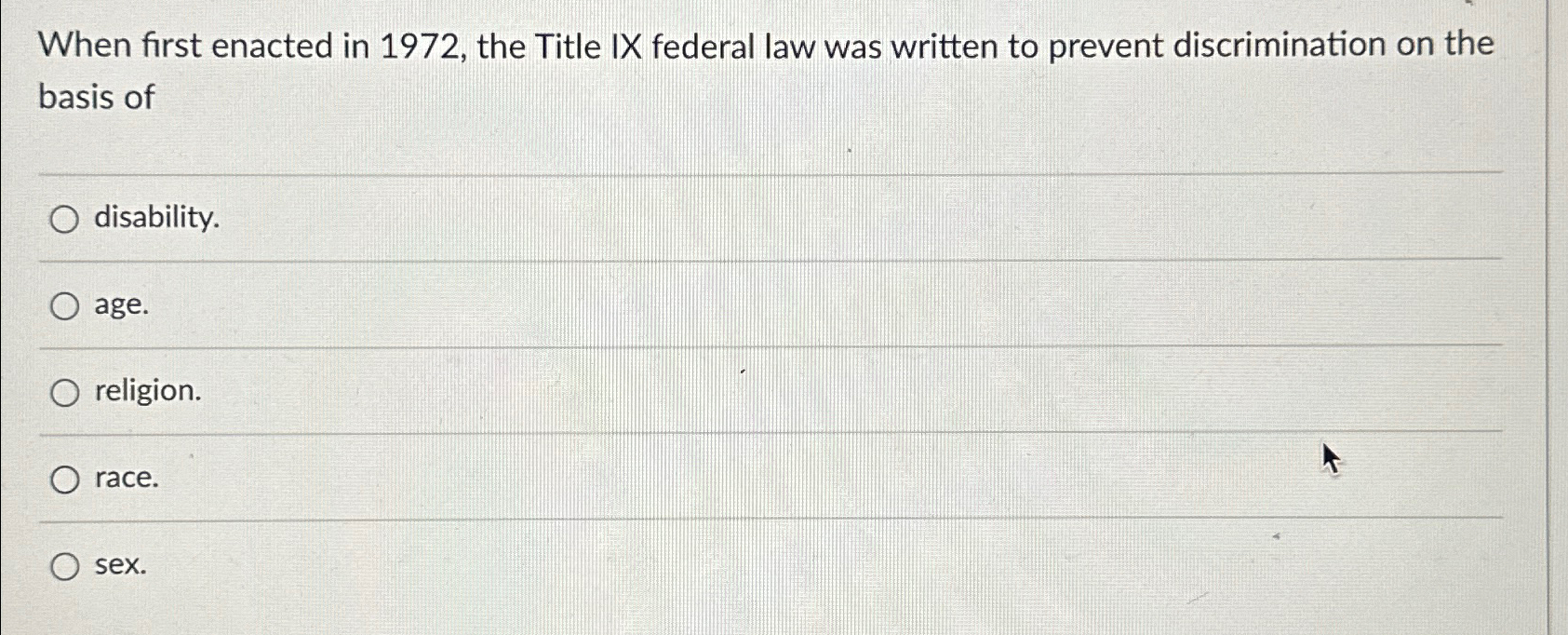 Solved When first enacted in 1972 , ﻿the Title IX federal | Chegg.com