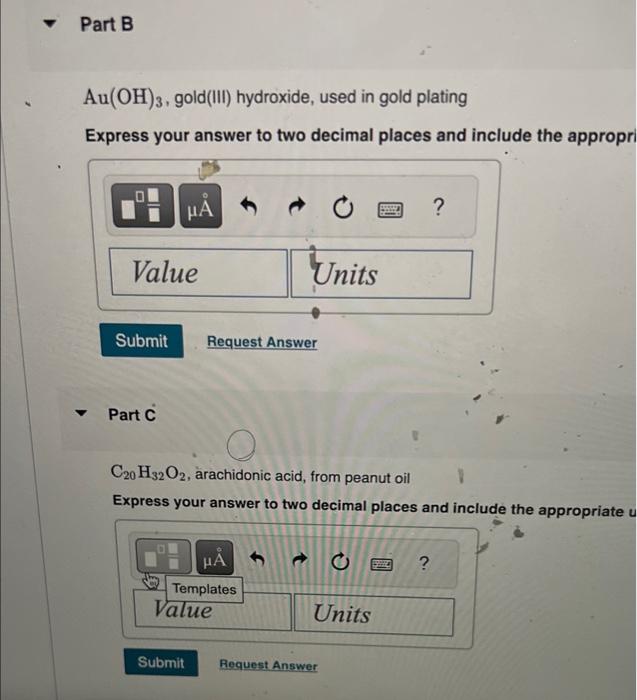 Part B Au(OH)3, gold(III) hydroxide, used in gold | Chegg.com