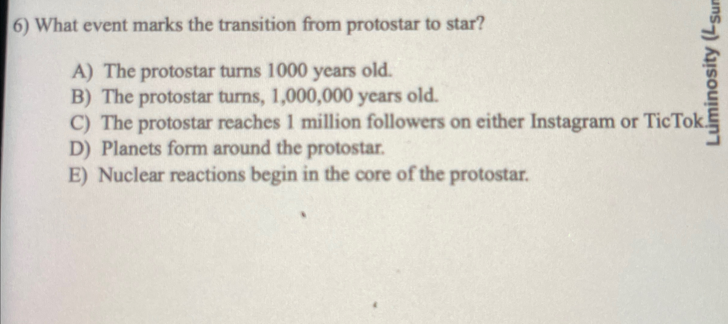 Solved What event marks the transition from protostar to | Chegg.com