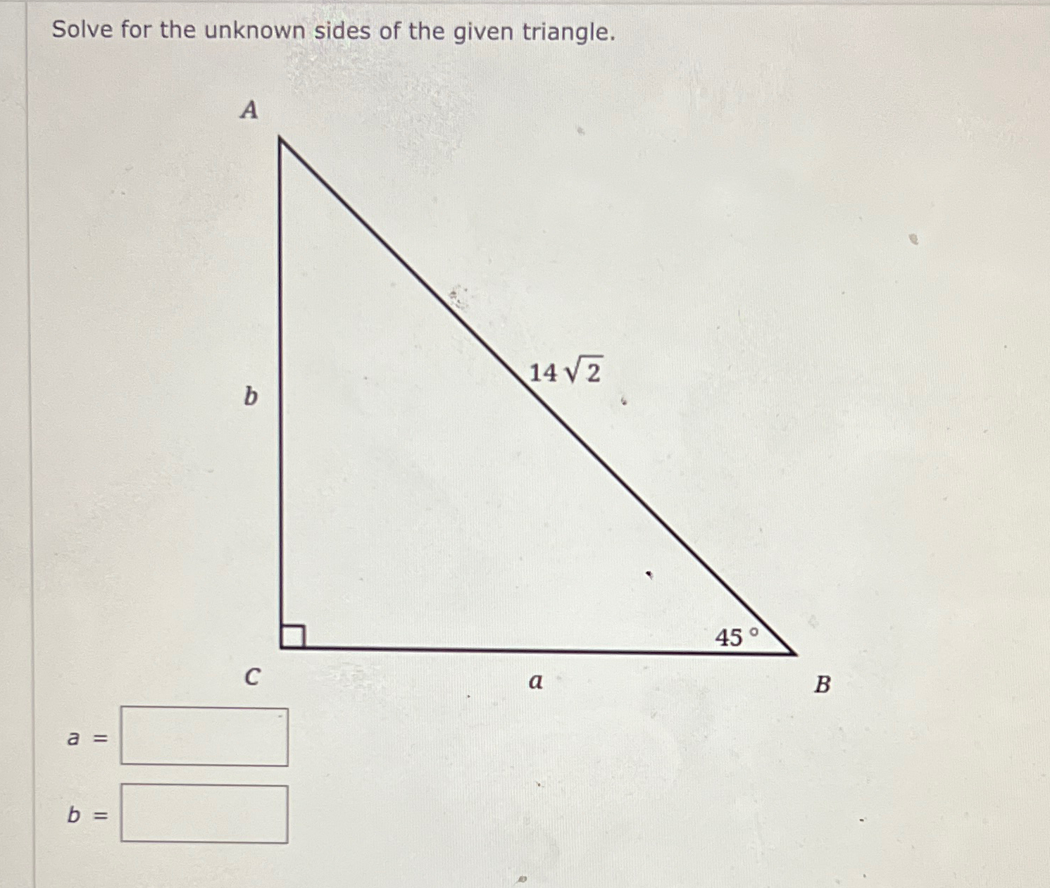 Solved Solve for the unknown sides of the given | Chegg.com